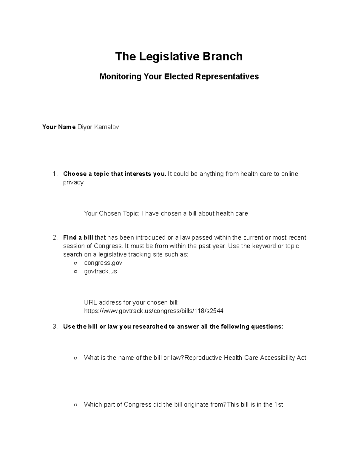 2.02 US GOV V23 Assignmetn Template - The Legislative Branch Monitoring ...