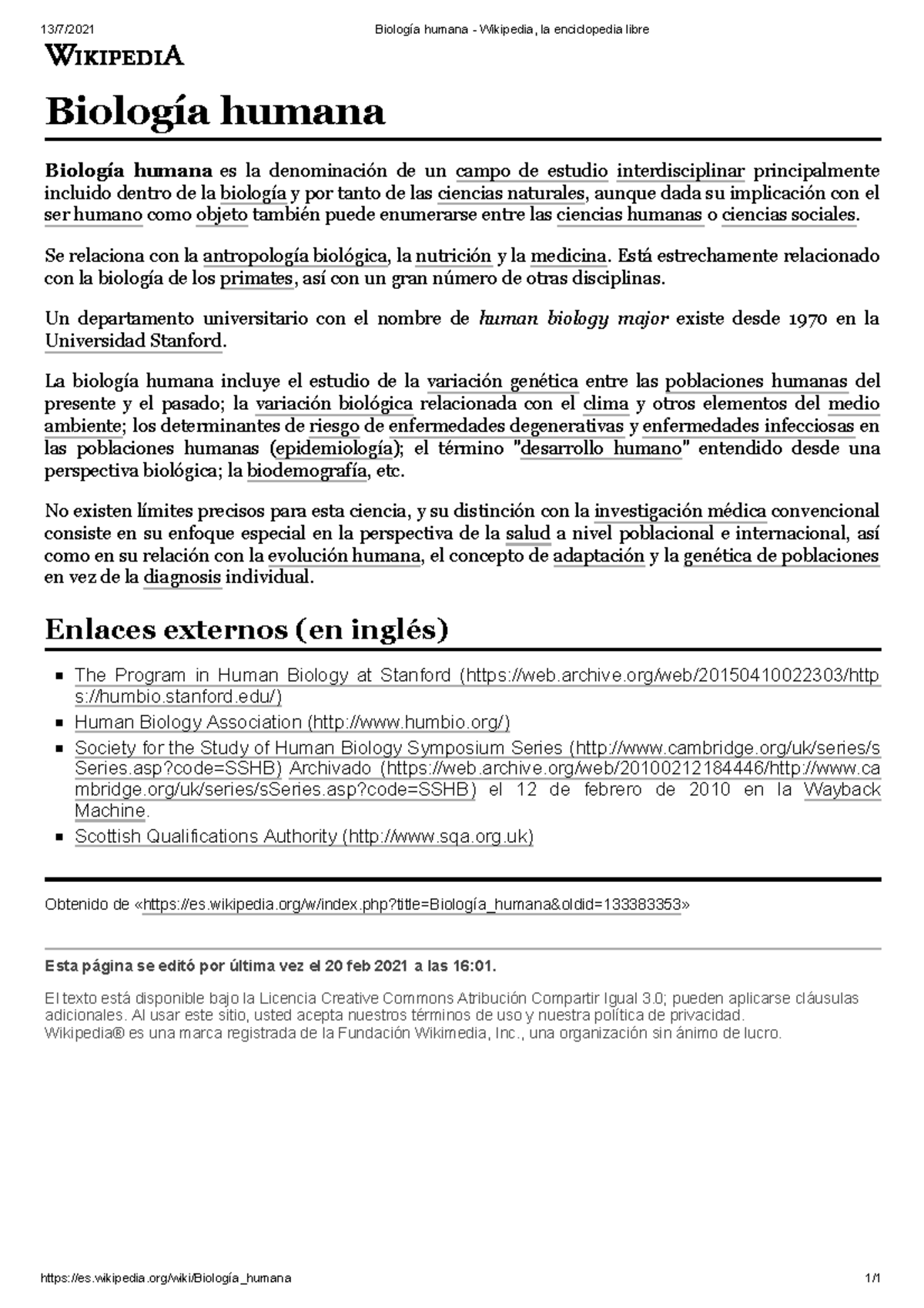 Que es la Biología humana preuniversitario Wiki? - 13/7/2021 Biología ...