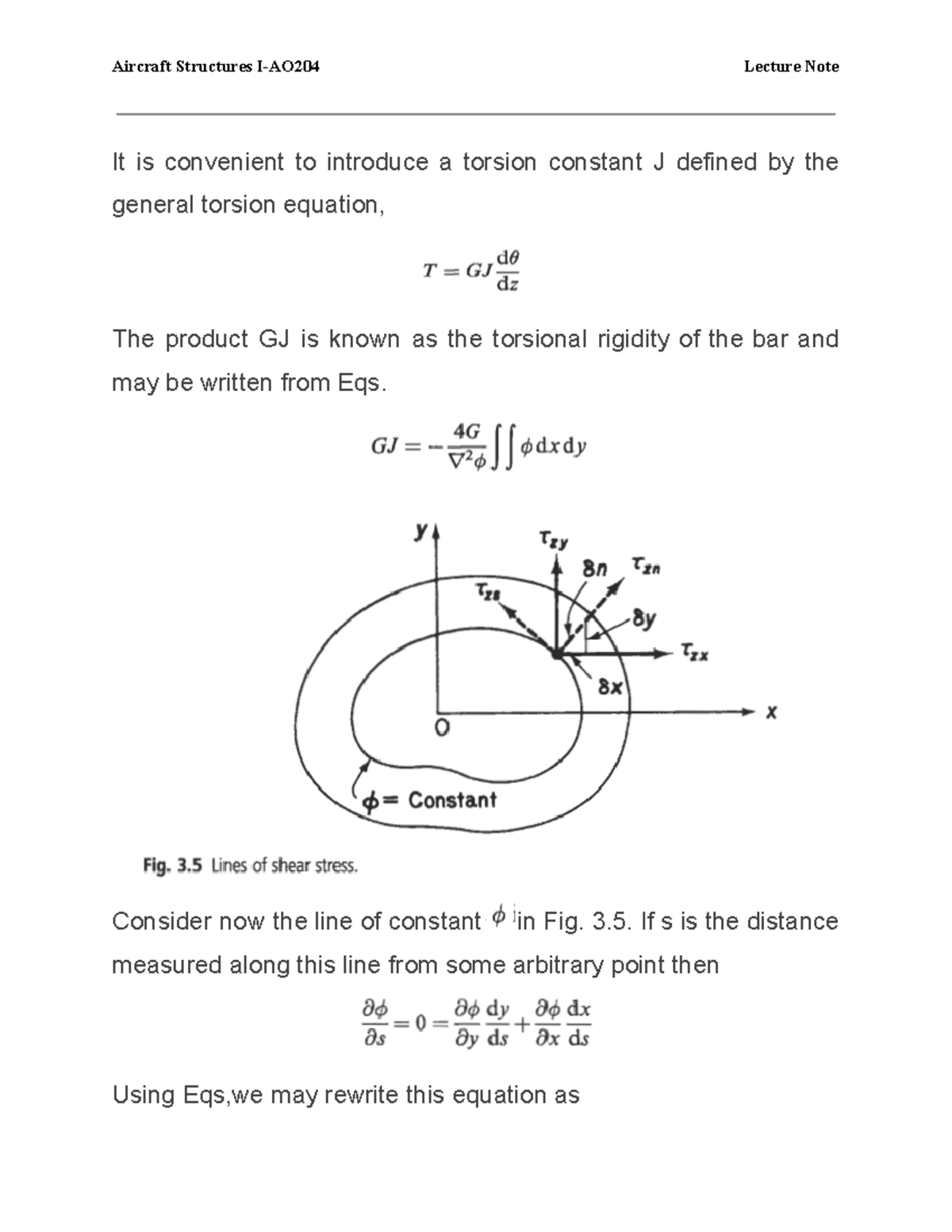 Aircraft Structures 1 Lecture note 5 - It is convenient to introduce a ...