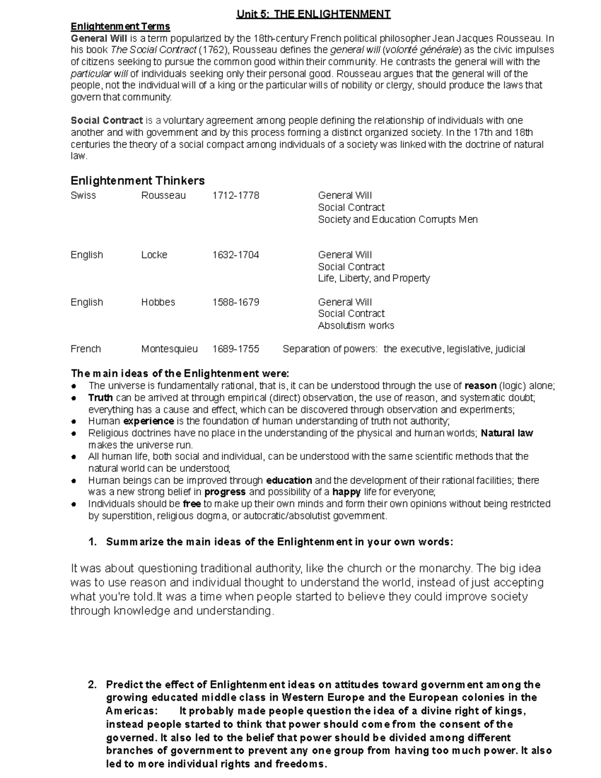 Emma Greenberg (Student) - 1 - Enlightenment Handout - Unit 5: THE ...