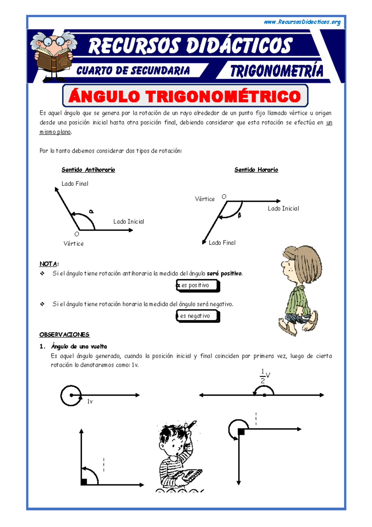 Ángulo Trigonométrico para Cuarto de Secundaria - ÁNGULO TRIGONOMÉTRICO ...