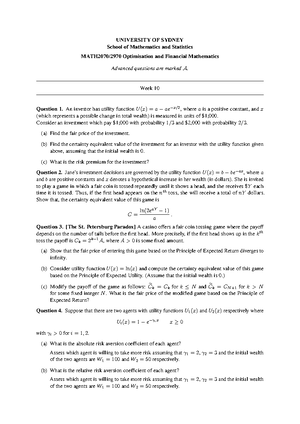 MATH2070 Tutorial Week3 solutions - MATH2070 - Studocu