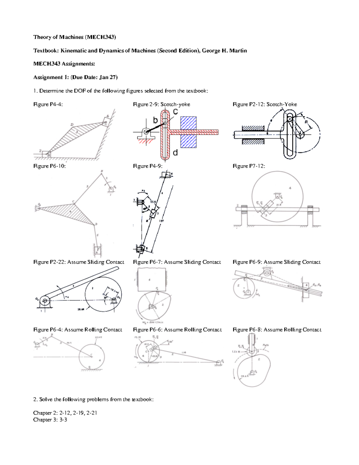 MECH343 Assignments and due dates Winter 2023 - Theory of Machines ...