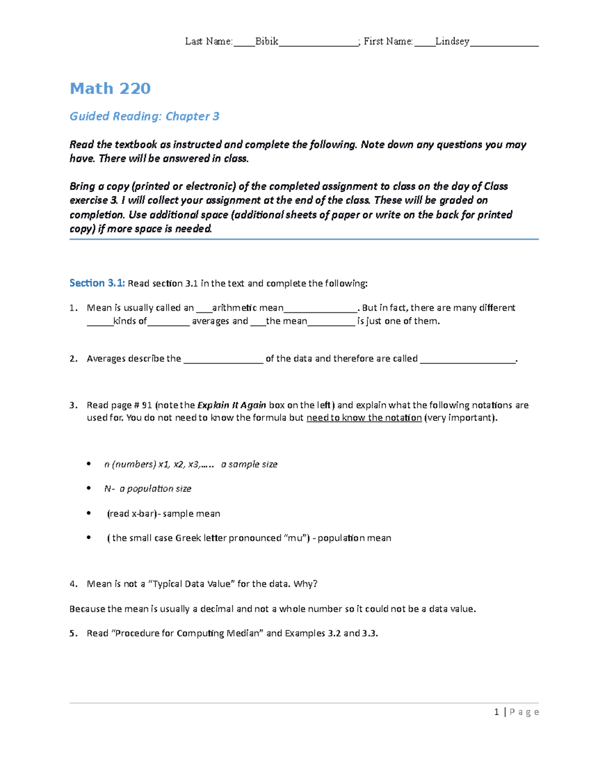 Math ch3 - This is the math chapter 3 assignment. The teacher is Dinesh ...