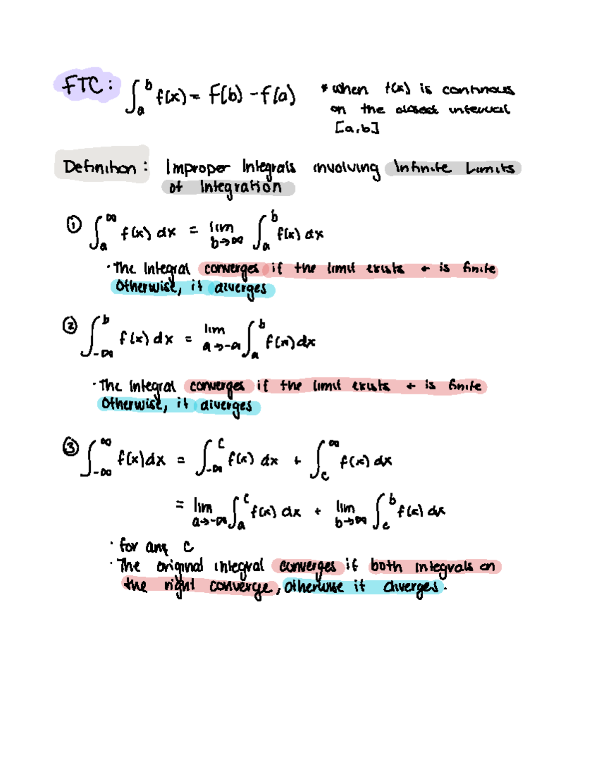 Improper Integrals - Sarah Schott - FTC fab fix f b fla when tea is ...