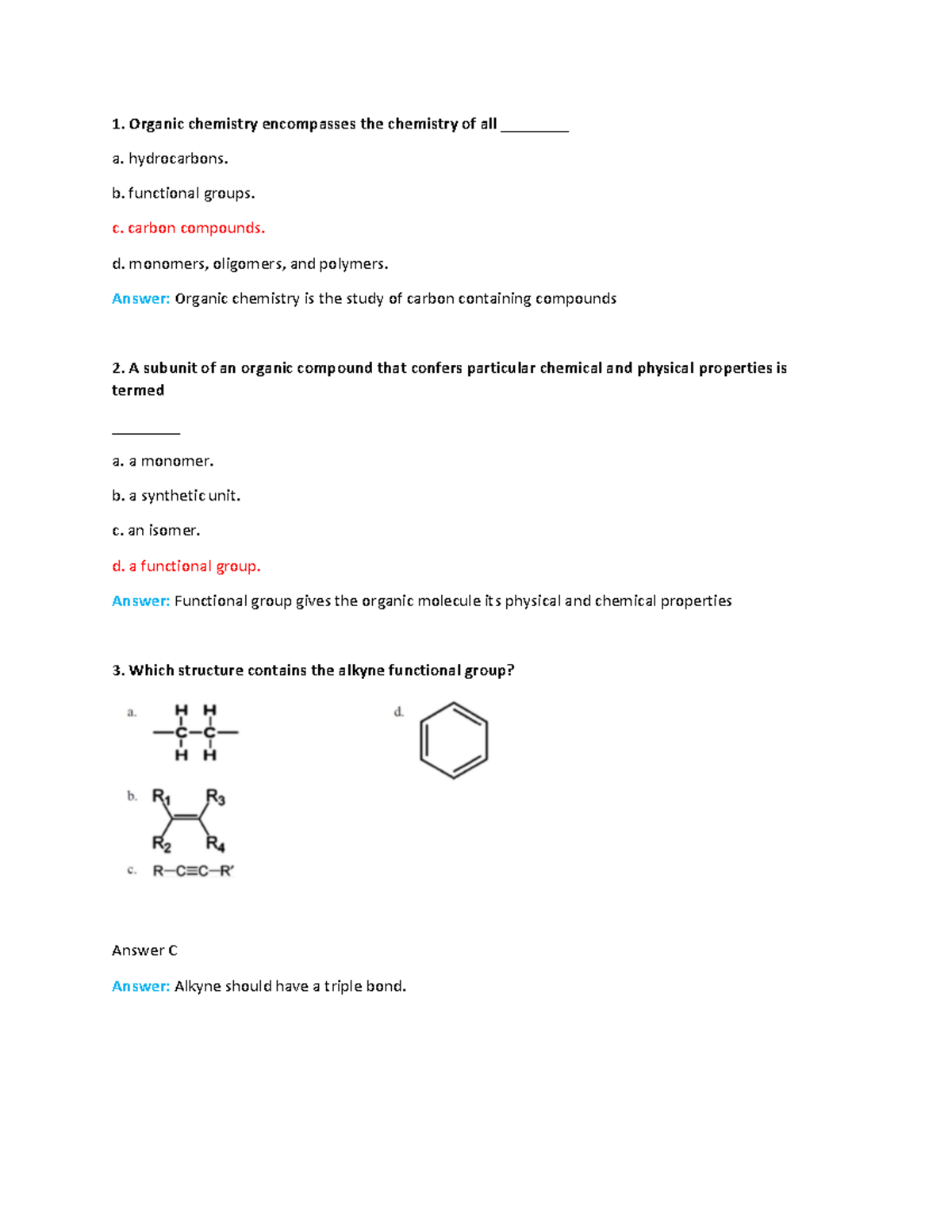 Topic 10 - note - Organic chemistry encompasses the chemistry of all ...