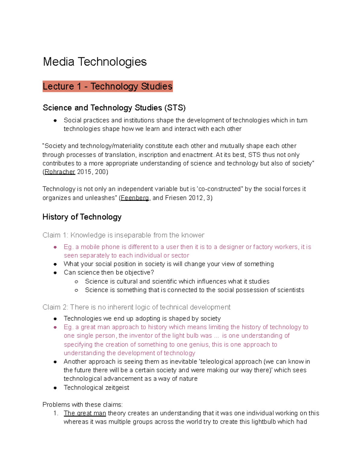 Media Technologies - Media Technologies Lecture 1 - Technology Studies ...