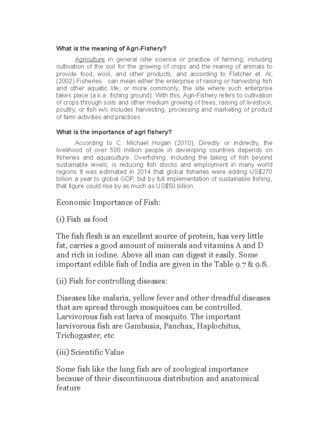 AGRI- Fishery ARTS Notes - What is the meaning of Agri-Fishery ...