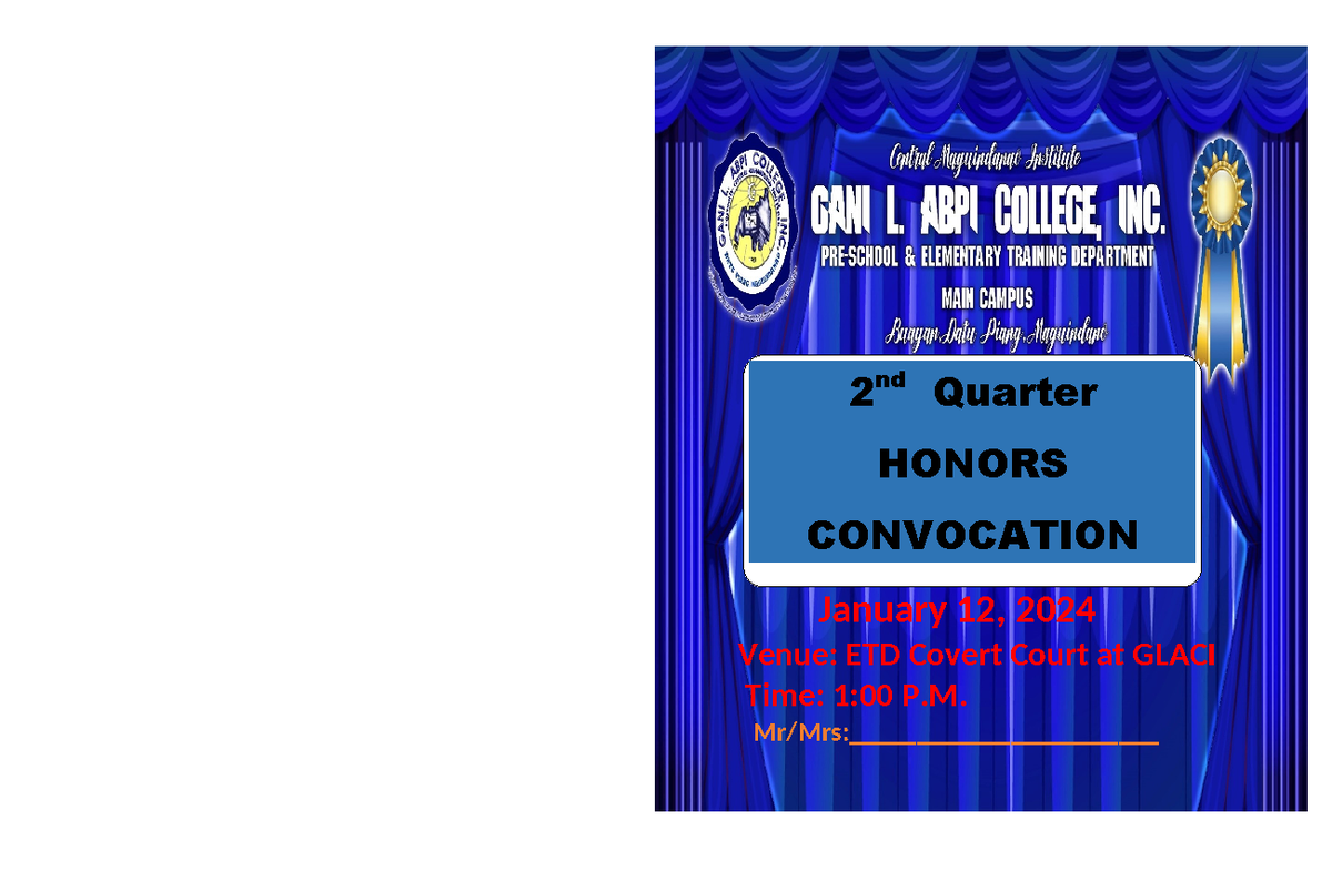 Invitation recognation - January 12, 2024 Venue: ETD Covert Court at ...