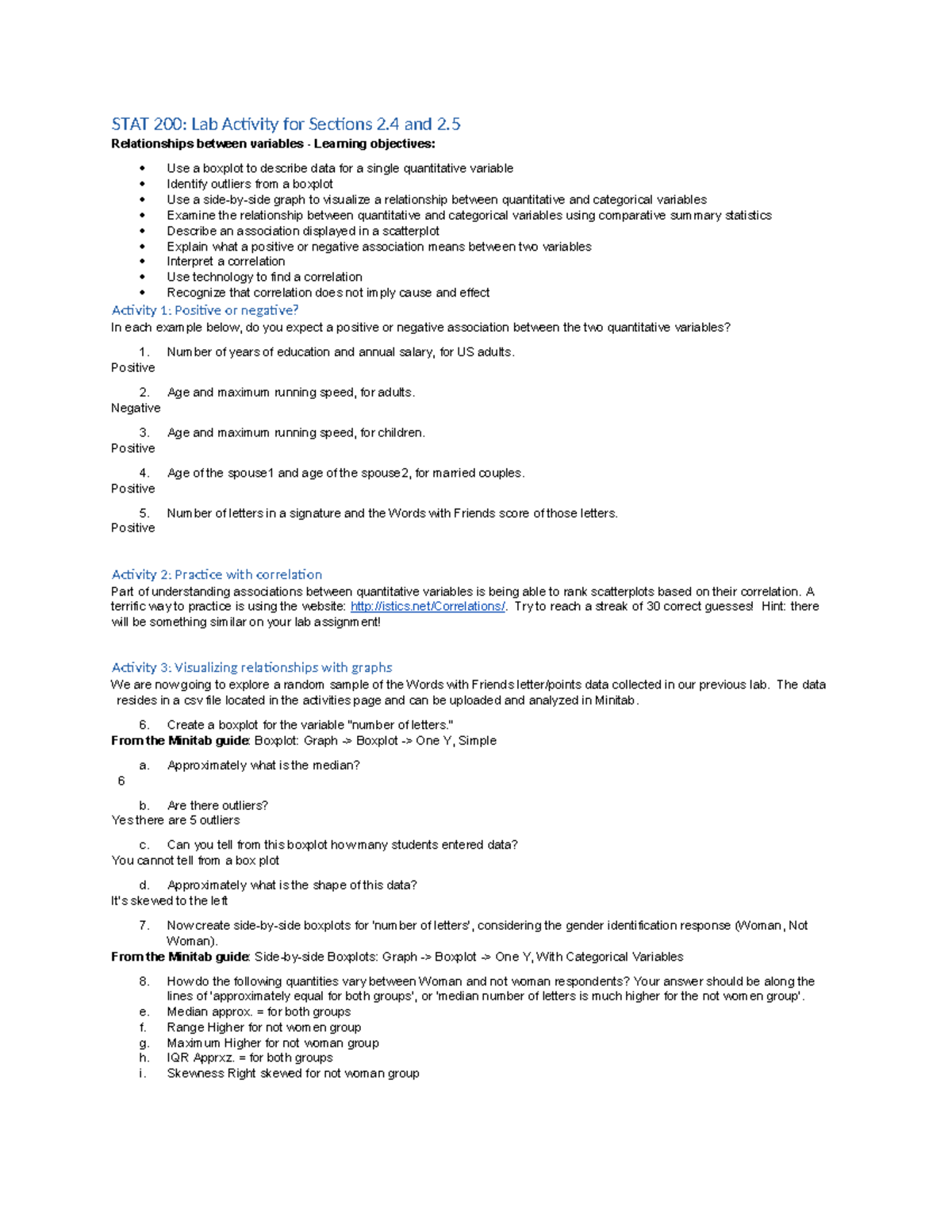 2.4 2.5 LAB - LAB - STAT 200: Lab Activity for Sections 2 and 2. Relationships between variables ...
