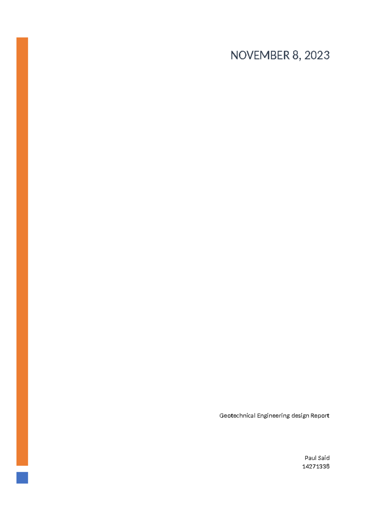 Geotech Design Project - Geotechnical Engineering design Report Paul ...