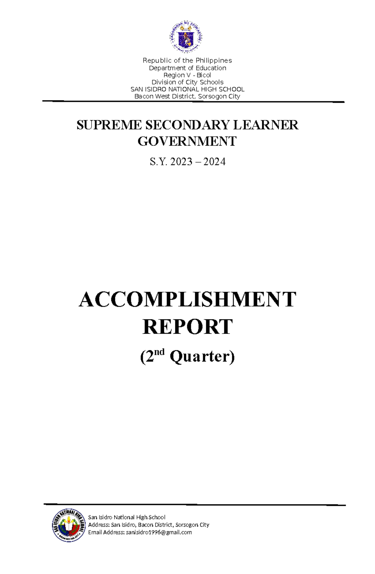 Accomplishment-Report - Republic of the Philippines Department of ...