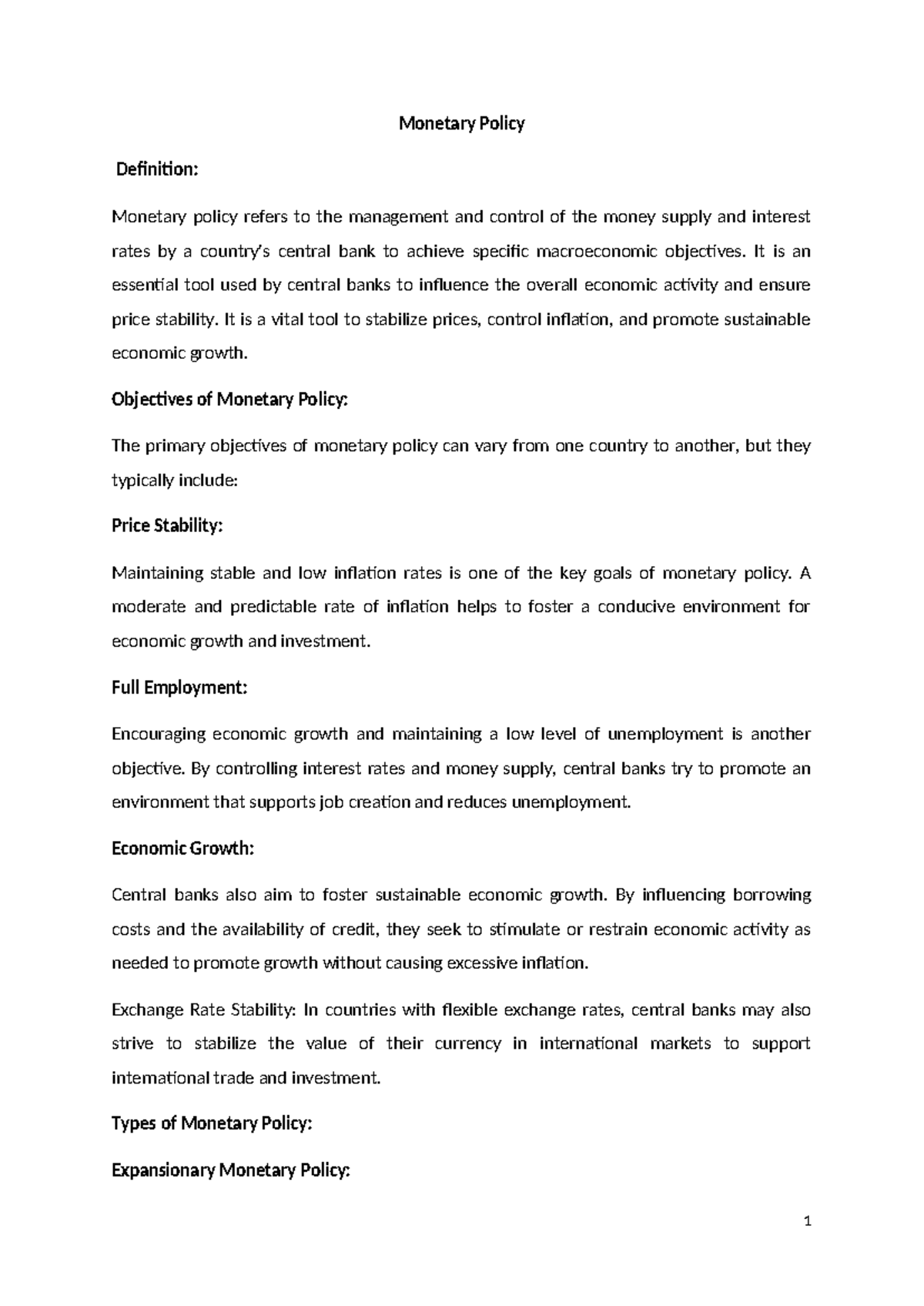 Banking and accounting - Monetary Policy Definition: Monetary policy ...