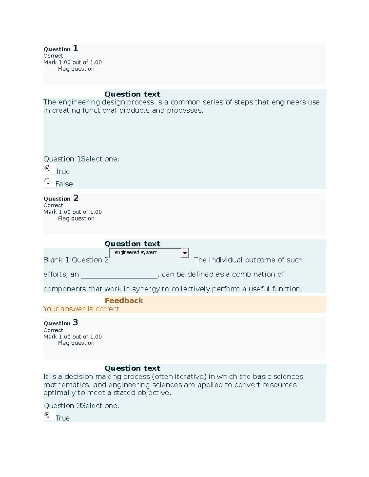 Computer Engineering as a Discipline midterm quiz 2 - Question 1 Correct Mark 1 out of 1. Flag ...