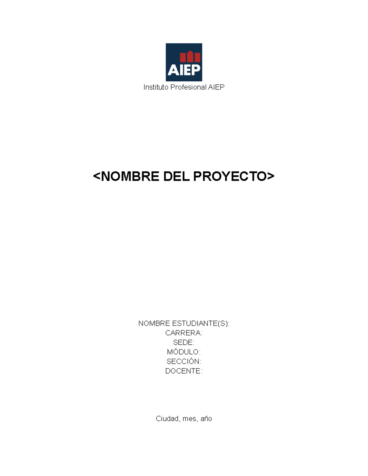 Portada y pauta informe proyecto A+S - Instituto Profesional AIEP ...