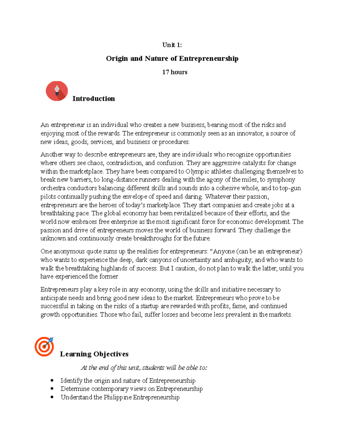 Entrep- Topic-1 - Unit 1: Origin and Nature of Entrepreneurship 17 ...