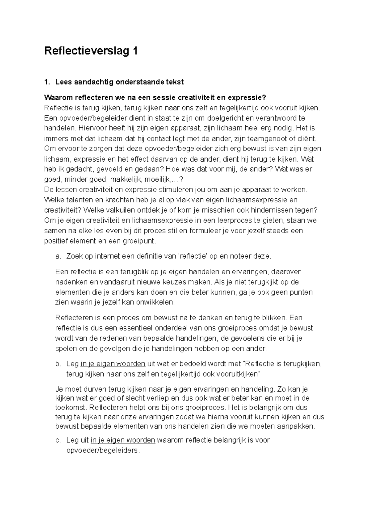 Reflectieverslag 1 algemene orthopedagogie - Reflectieverslag 1 Lees ...