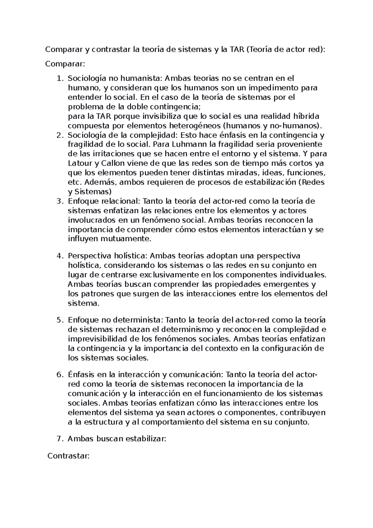 Comparar y contrastar la TAR y Teoria de sistemas - Comparar y ...