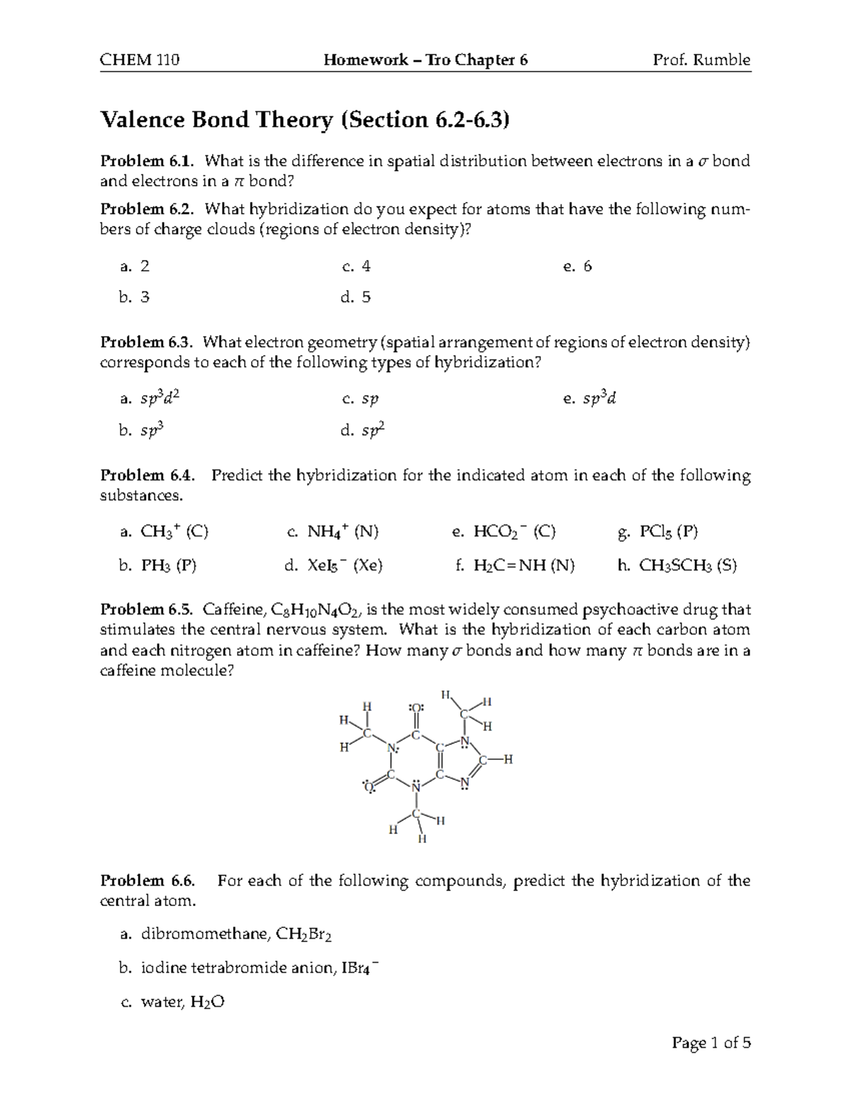 Ch6 problems - Chapter homework - Valence Bond Theory (Section 6.2-6 ...