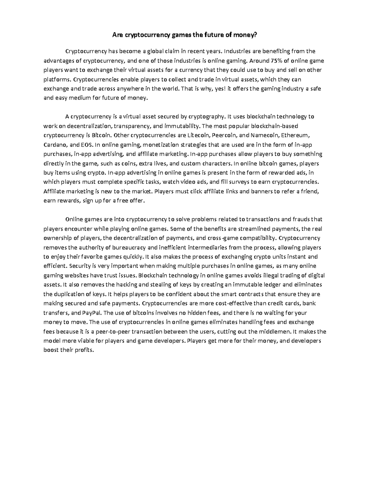 Are cryptocurrency games the future of money - Are cryptocurrency games ...