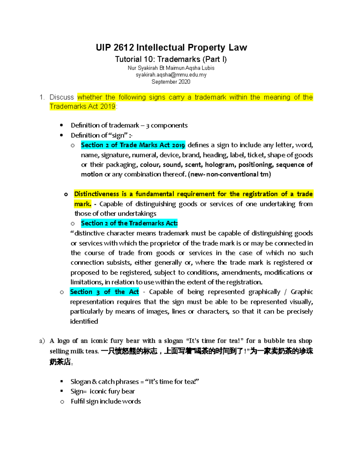 Tutorial Quest Trademarks 1 - UIP 2612 Intellectual Property Law ...