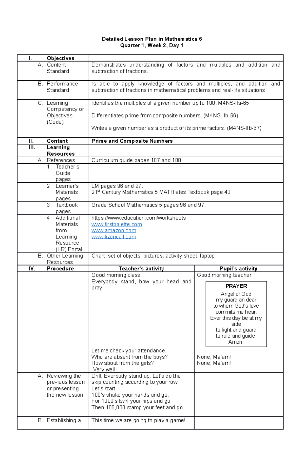 499253598 Detailed Lesson Plan in Math 5 - Detailed Lesson Plan in ...