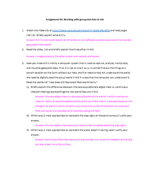 GIS Assignment 7 - all answers available - Assignment 07: Using GIS for ...