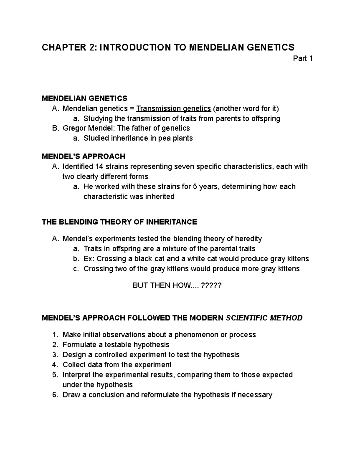 Chapter 2 Introduction To Mendelian Genetics - CHAPTER 2: INTRODUCTION ...