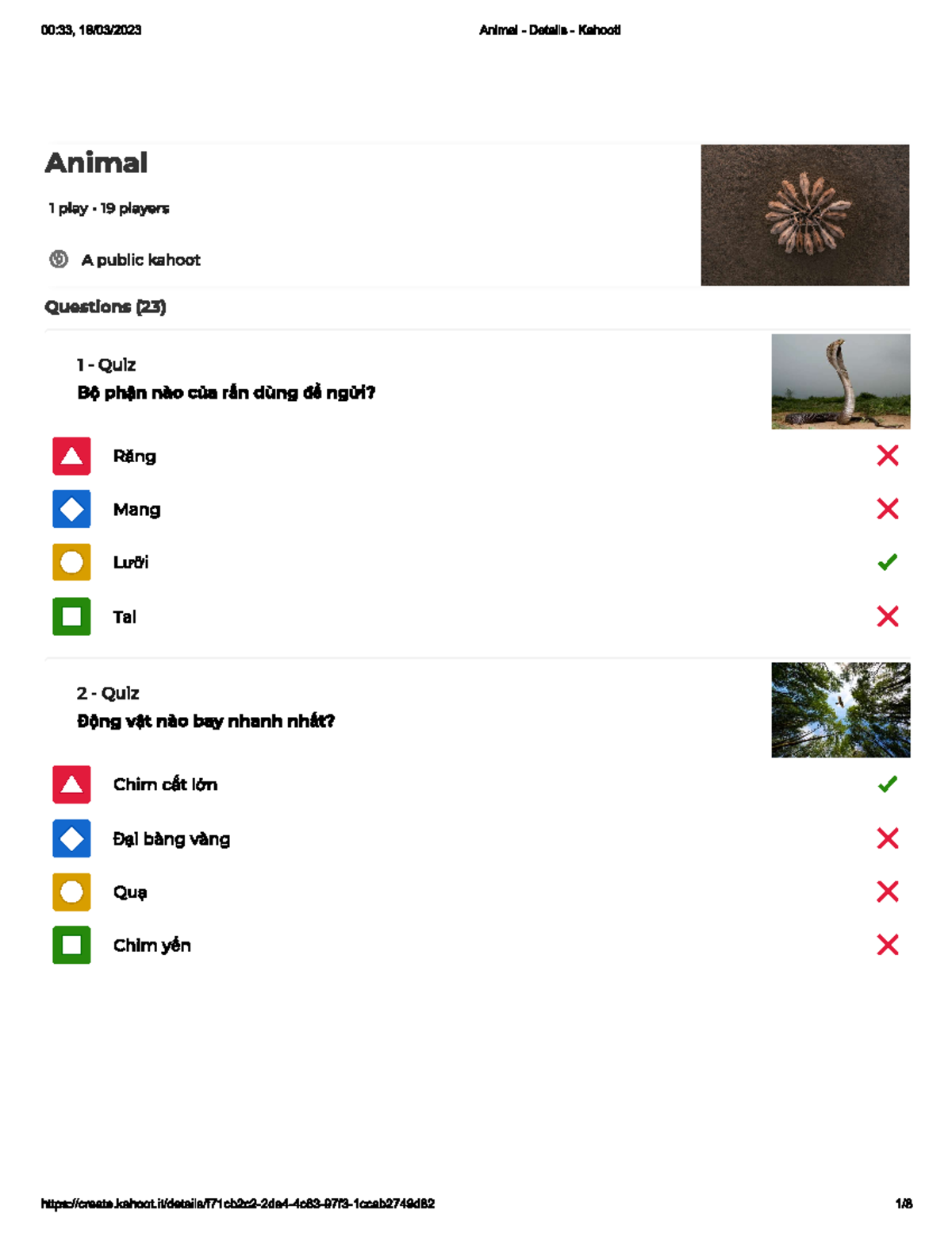 Kahoot - Animal - game - Trịnh Hoàng Phú - Studocu