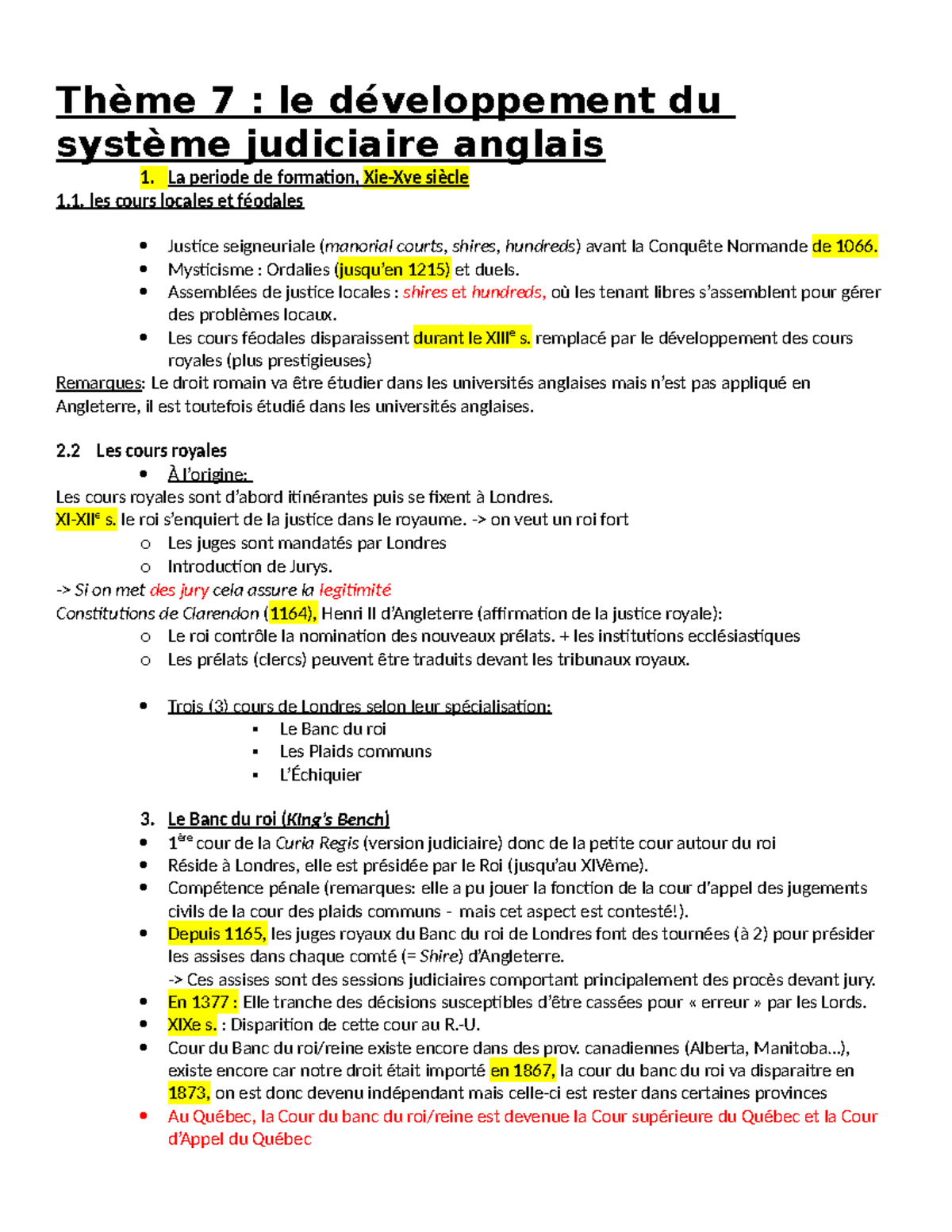 Thème 7 - note - Thème 7 : le développement du système judiciaire ...