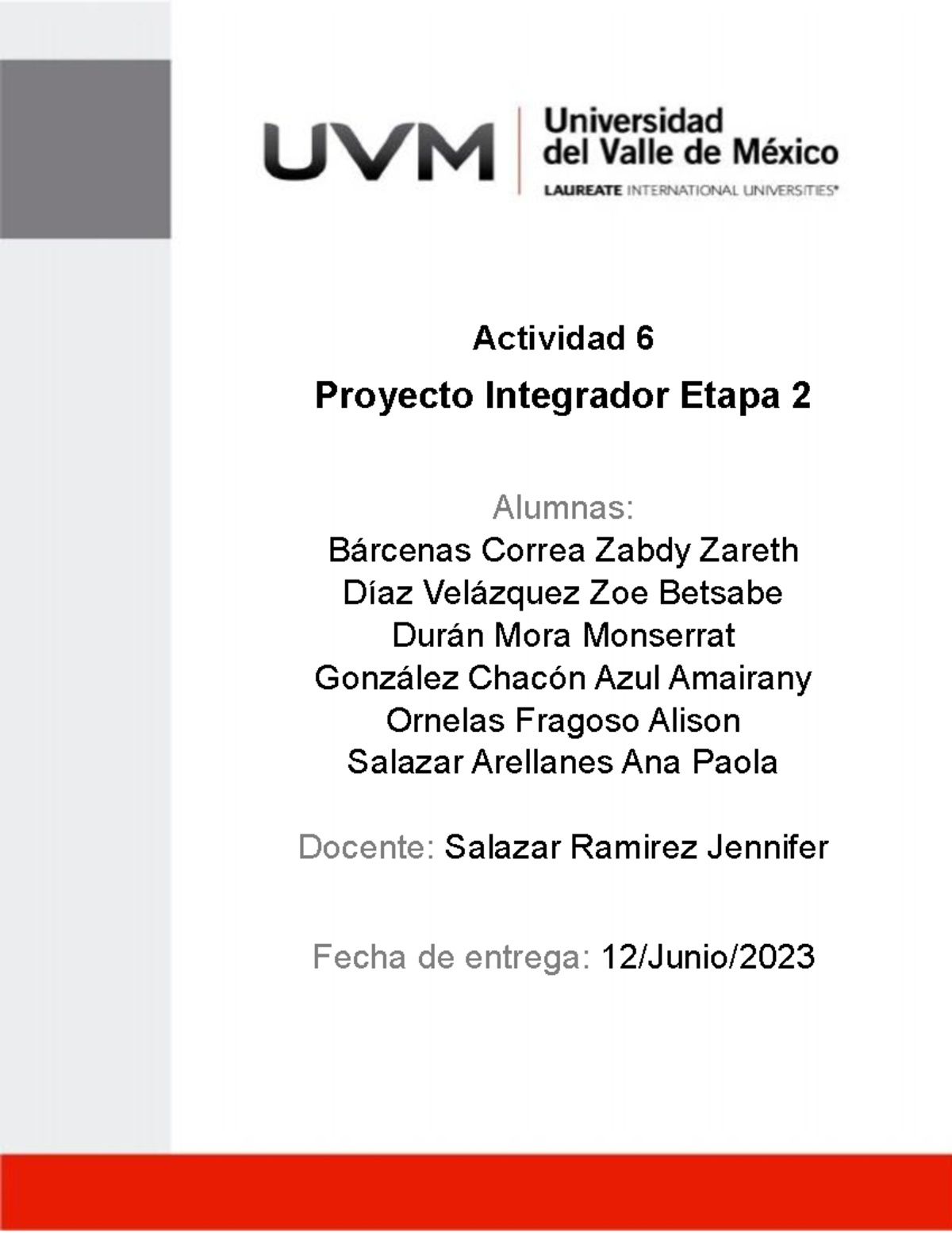 A6. Proyecto Integrador Etapa 2. Aaamzz - Actividad 6 Proyecto Integrador Etapa 2 Alumnas ...