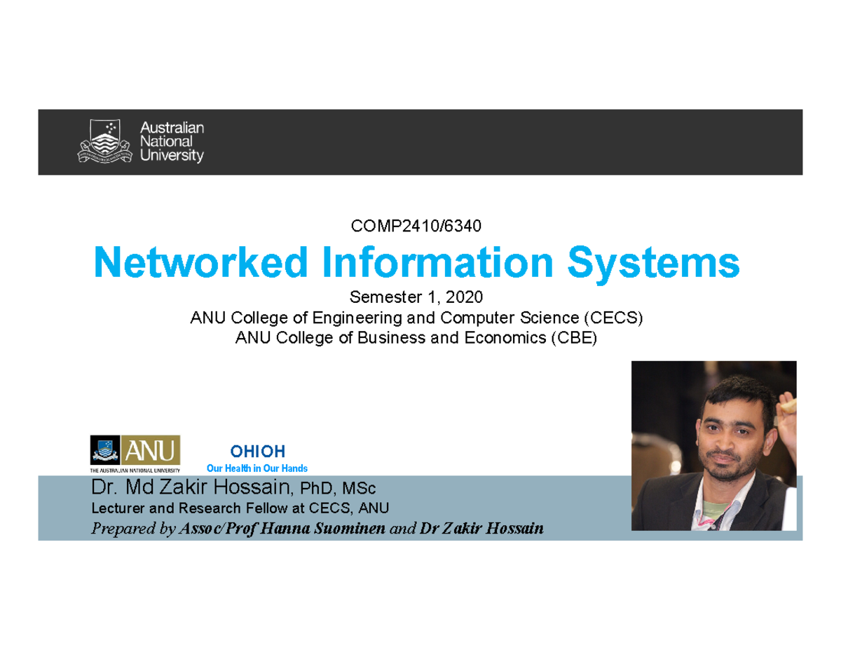 Lecture 5 LAN - COMP2410/ Networked Information Systems Semester 1, 2020 ANU College of ...