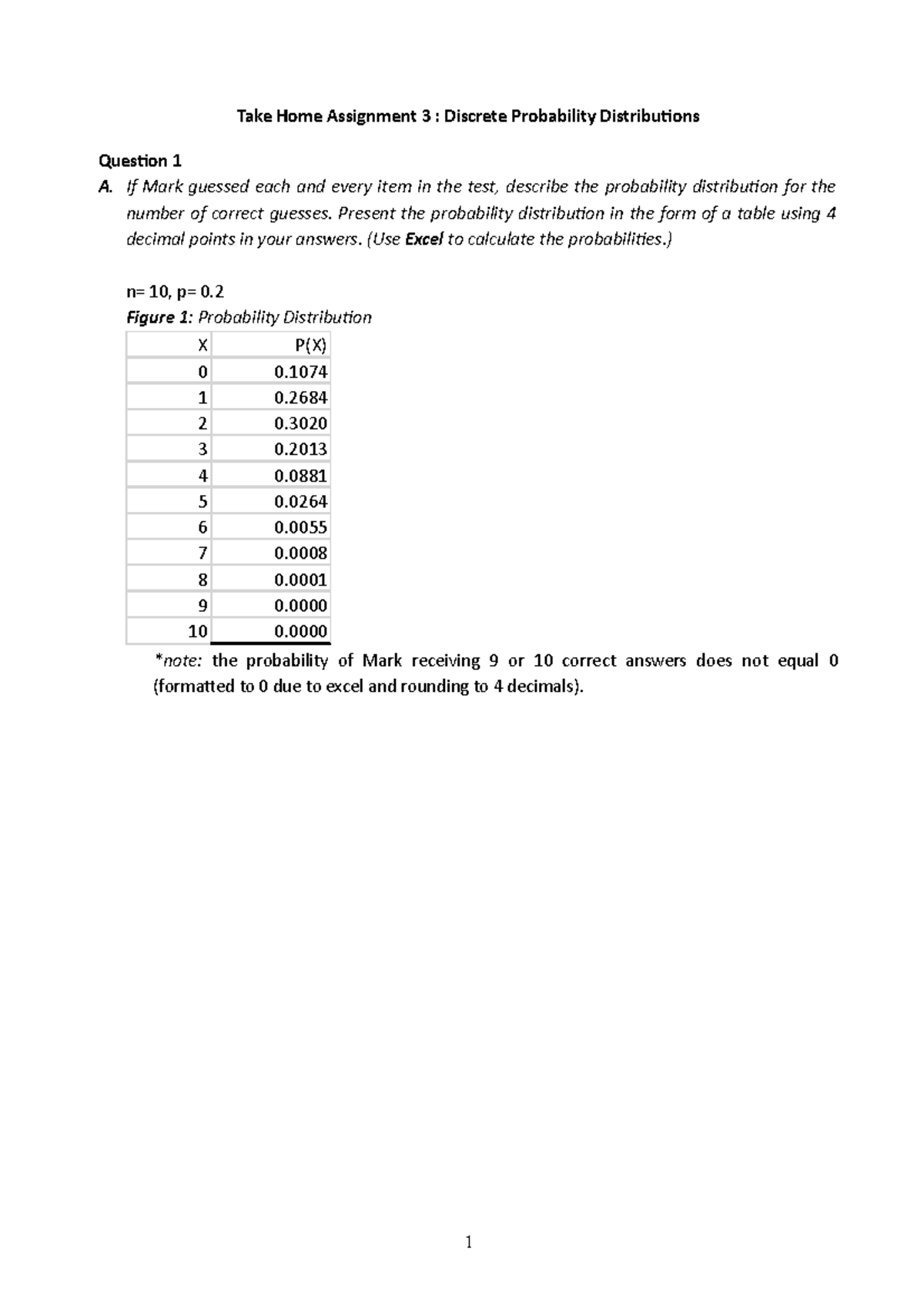 THA 3 Discrete Probability Distributions - Take Home Assignment 3 : Discrete Probability - Studocu