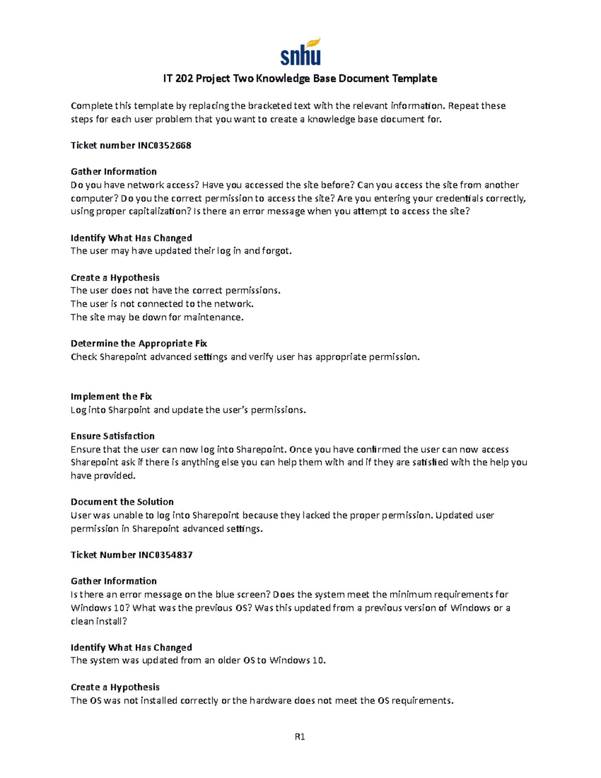 Project 2 Knowledge base - IT 202 Project Two Knowledge Base Document ...