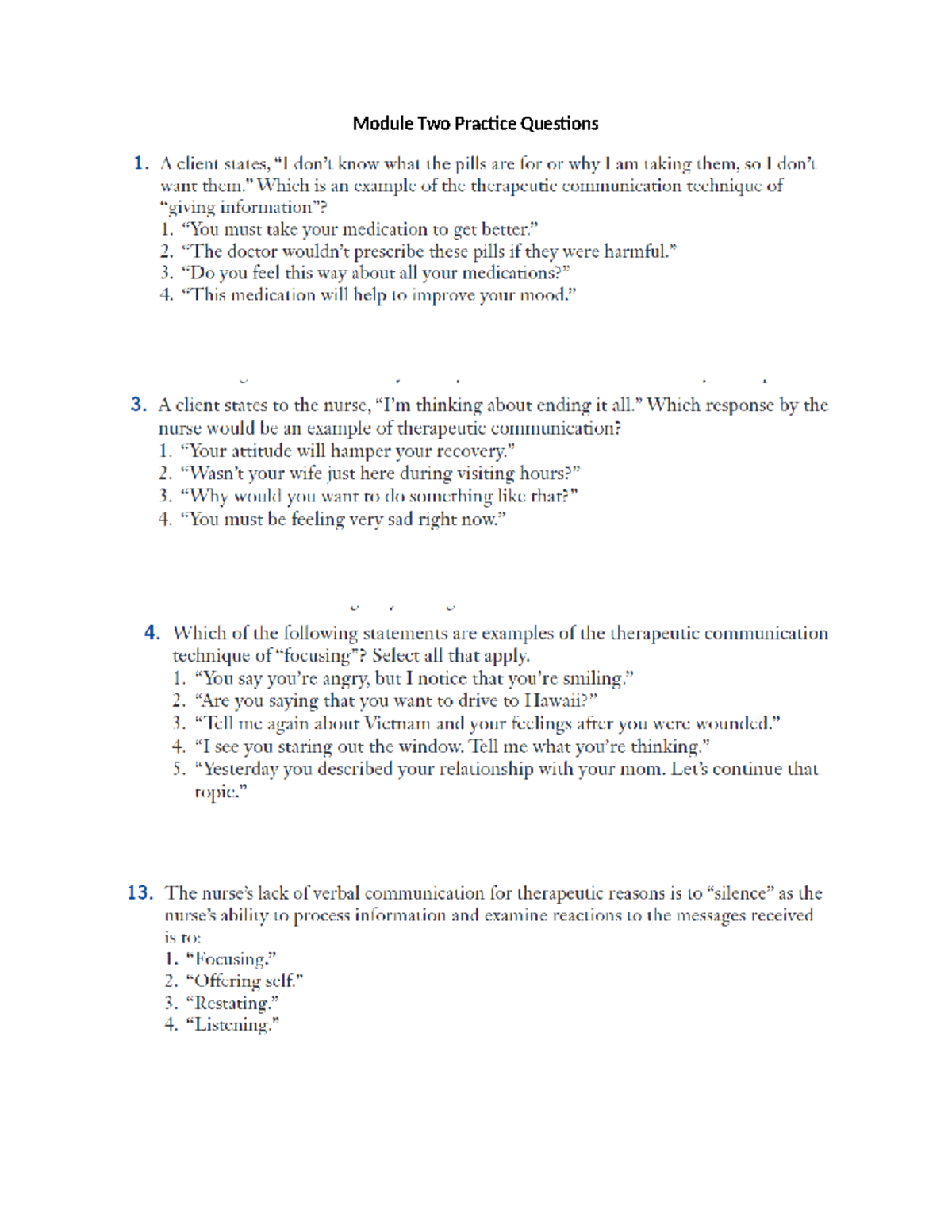 Mdc1 module two practice questions - 2356 - Module Two Practice ...