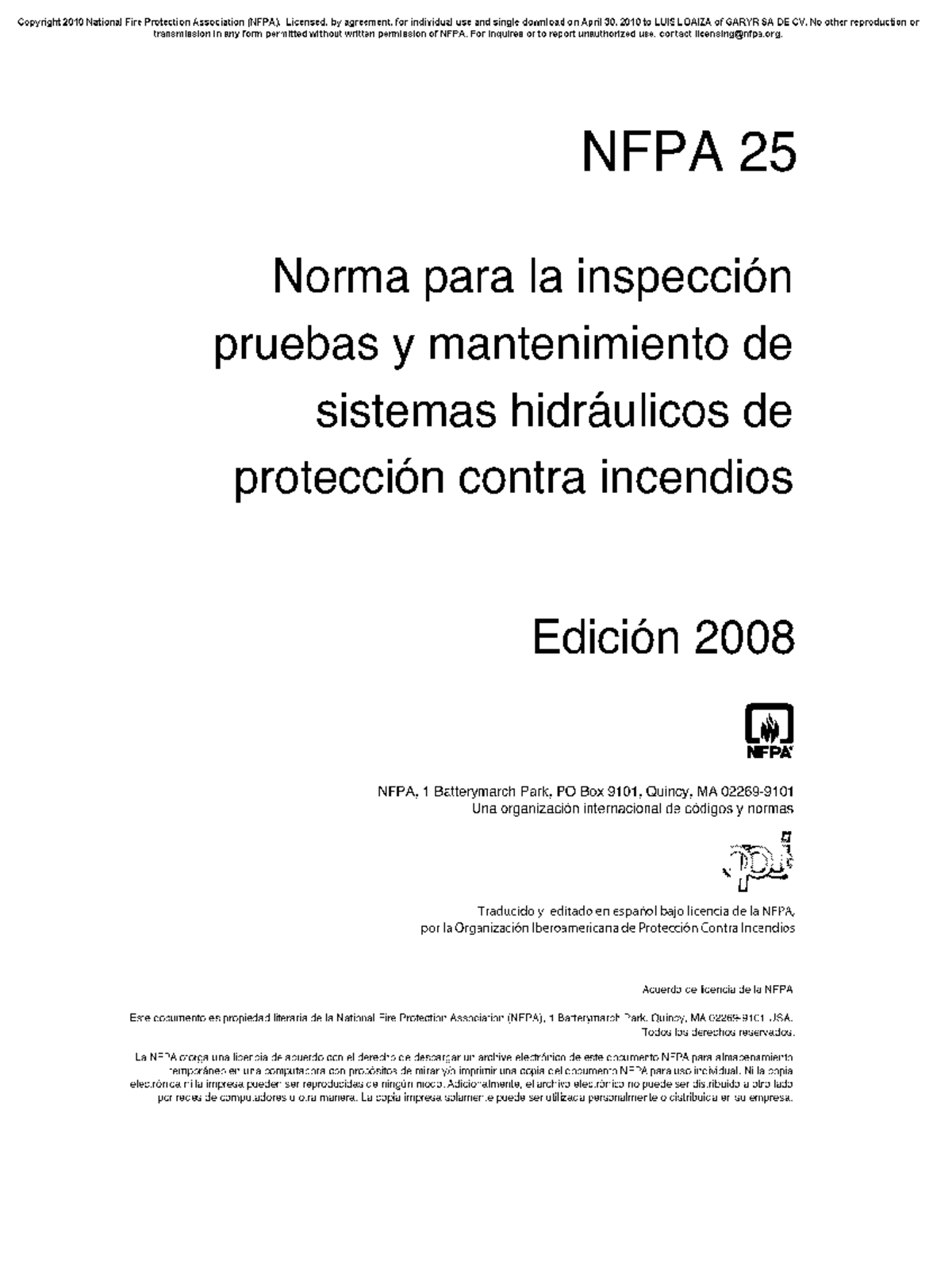 NFPA 25 Standard for the Inspection, Testing, and Maintenance of Water ...