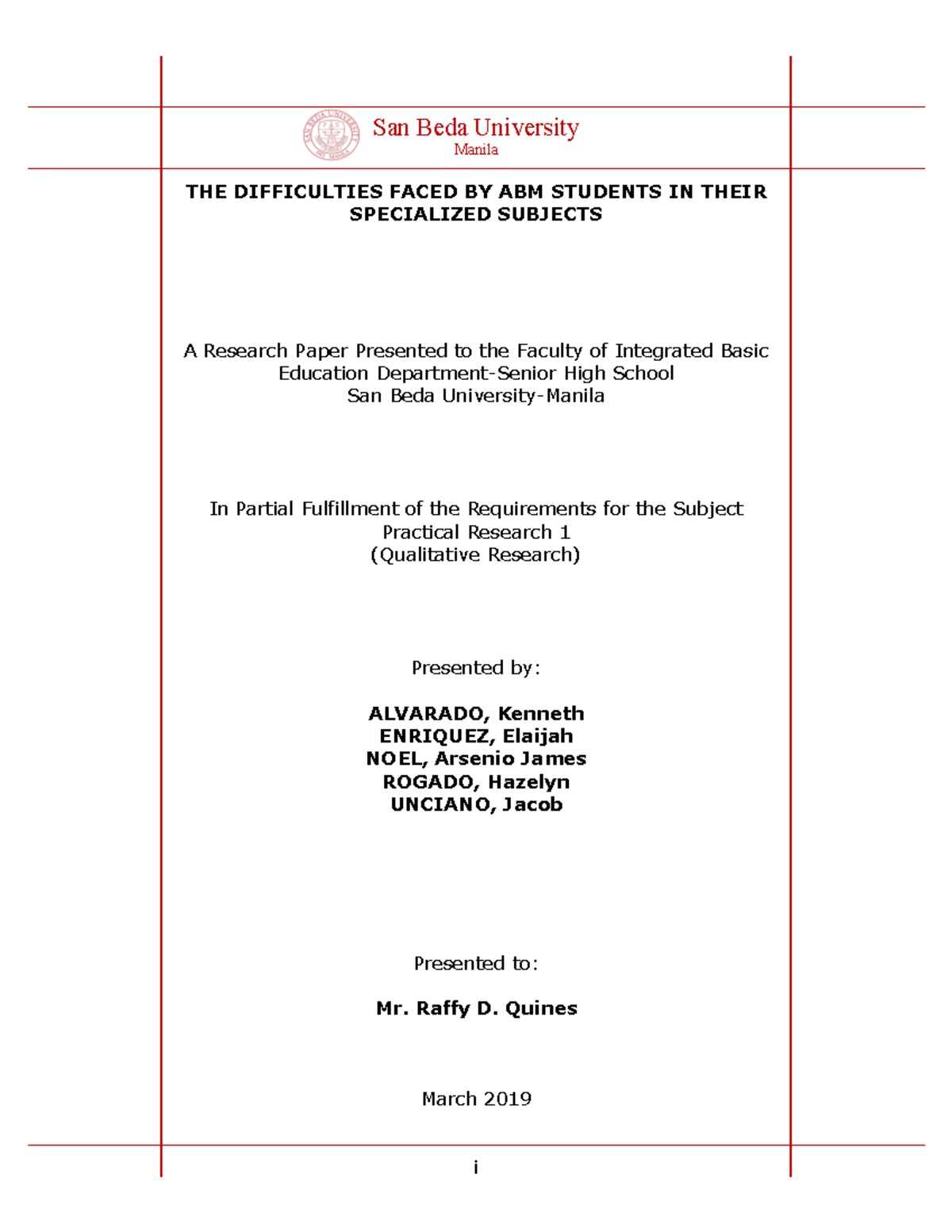 THE Difficulties OF ABM Students IS THEI - i THE DIFFICULTIES FACED BY ...