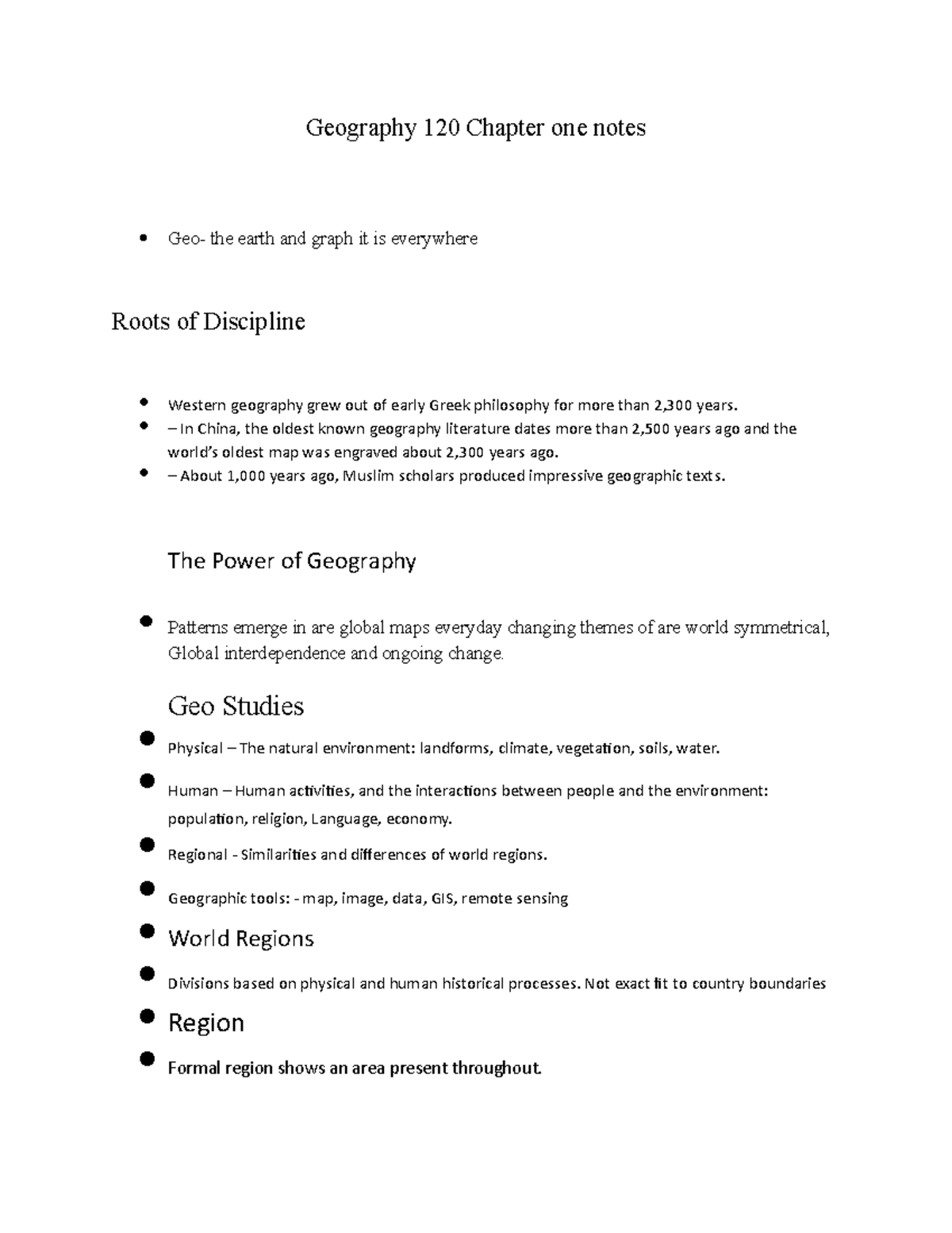 Geography 120 Chapter one notes - Geography 120 Chapter one notes Geo ...