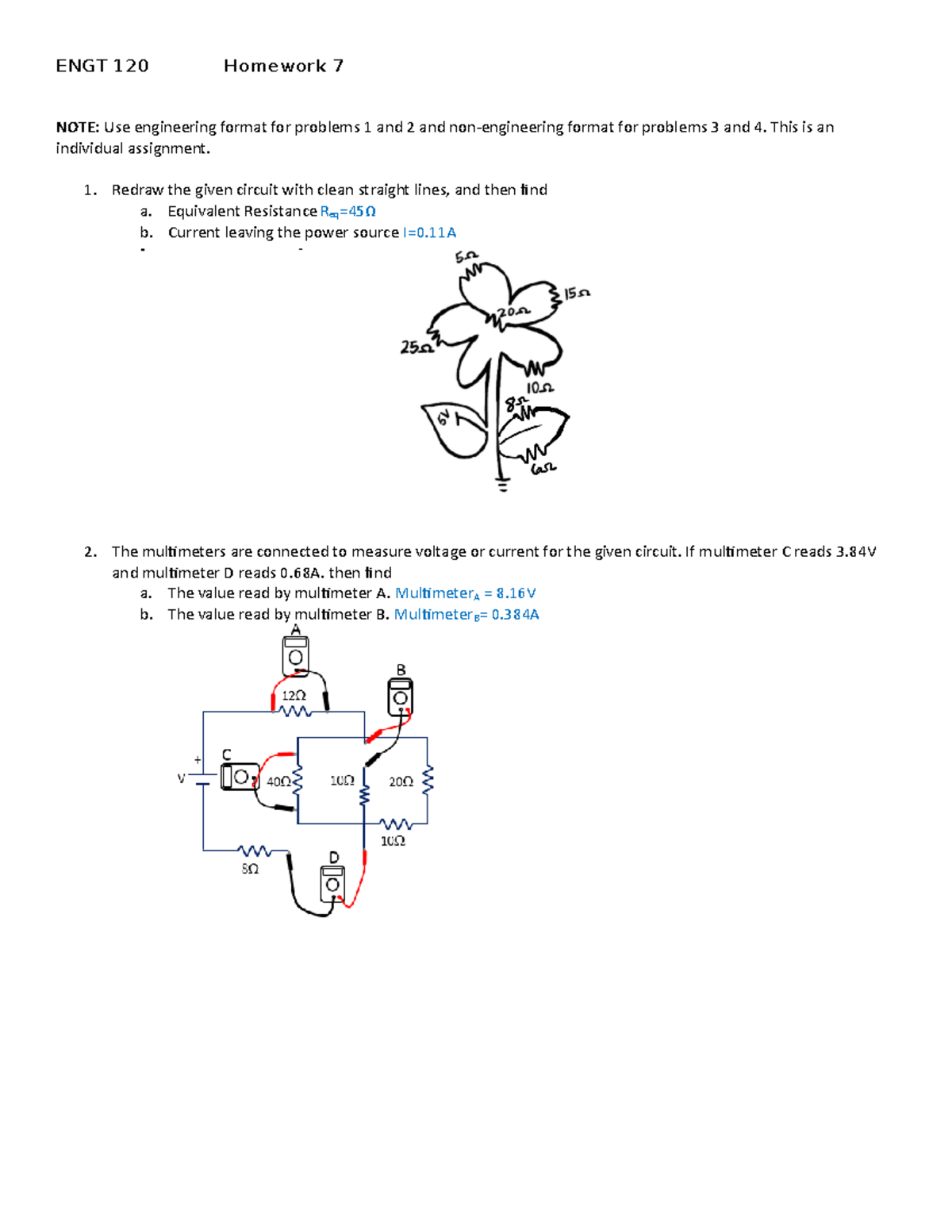 Homework 7 ENGT221- unfinished - ENGT 120 Homework 7 NOTE: Use ...