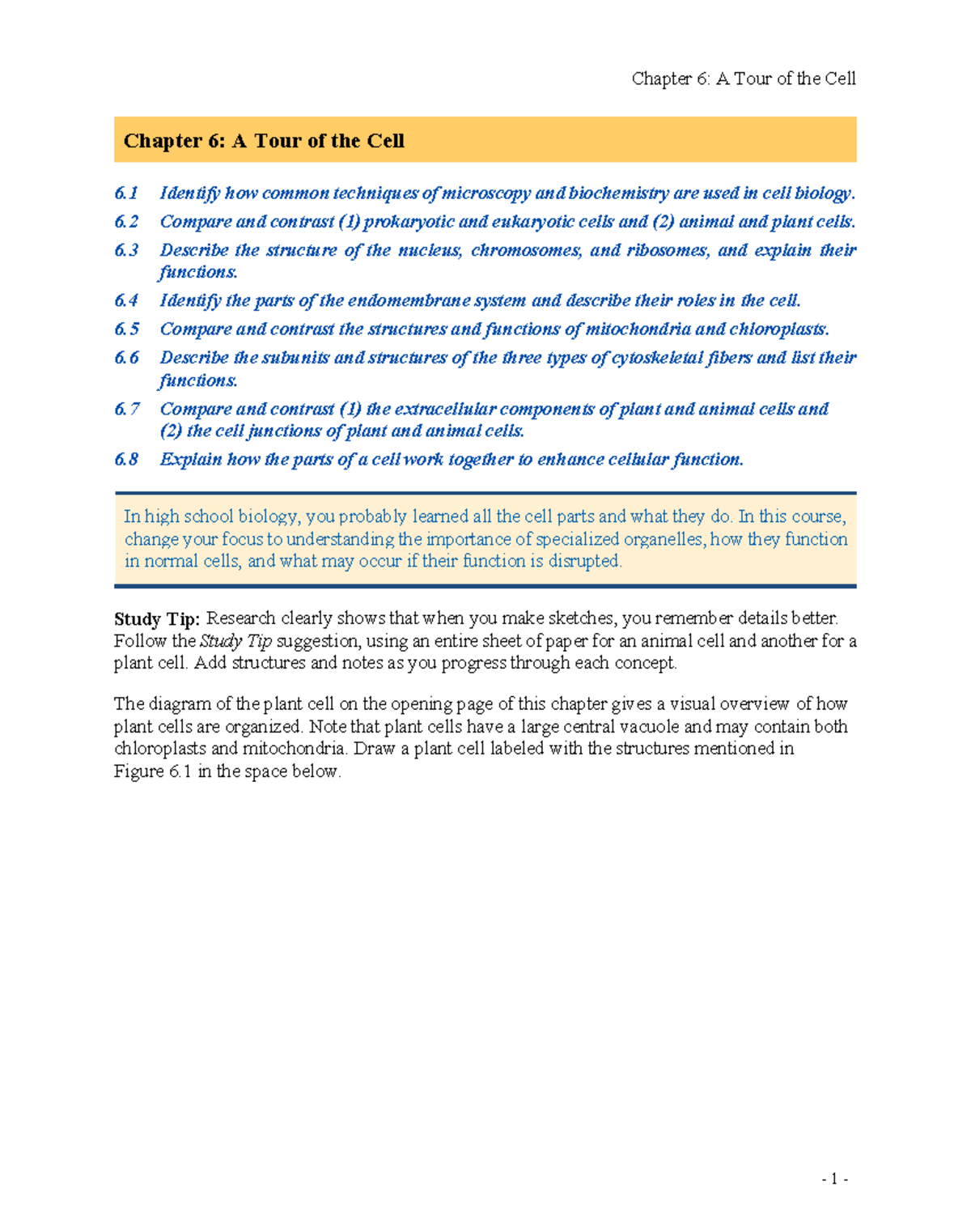 Active Reading Notes 06 - Chapter 6: A Tour of the Cell 6 Identify how ...