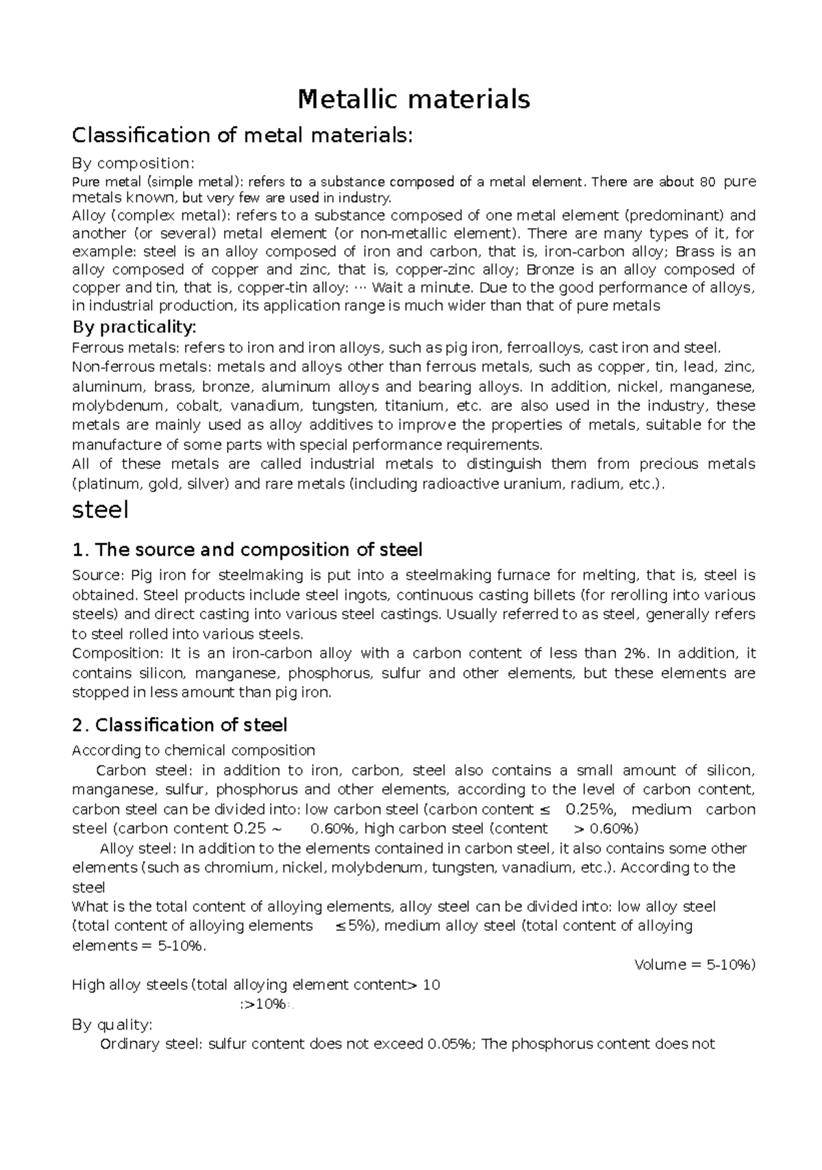 Classification of metal materials - Metallic materials Classification ...