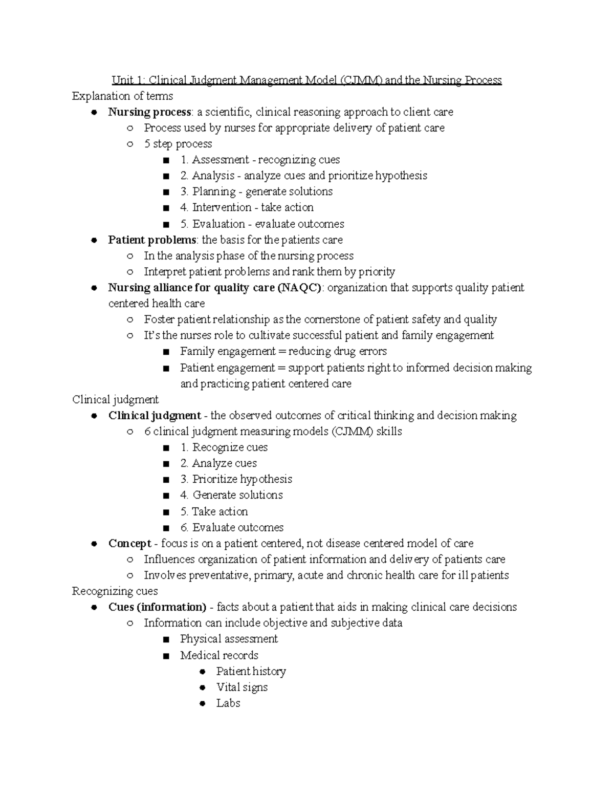 Week 1 Intro to Pharm - diana - Unit 1: Clinical Judgment Management ...