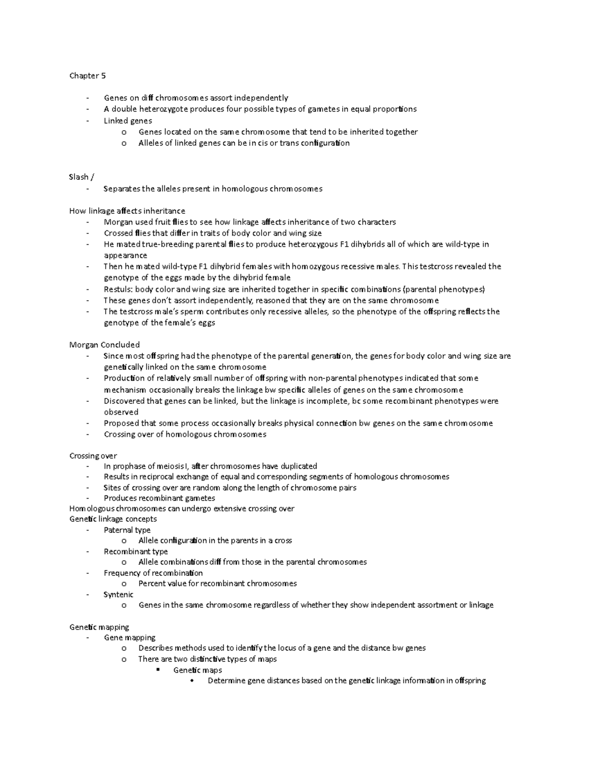 Chapter 5 Genetics-3 - Notes for genetic inheritance - Chapter 5 Genes ...