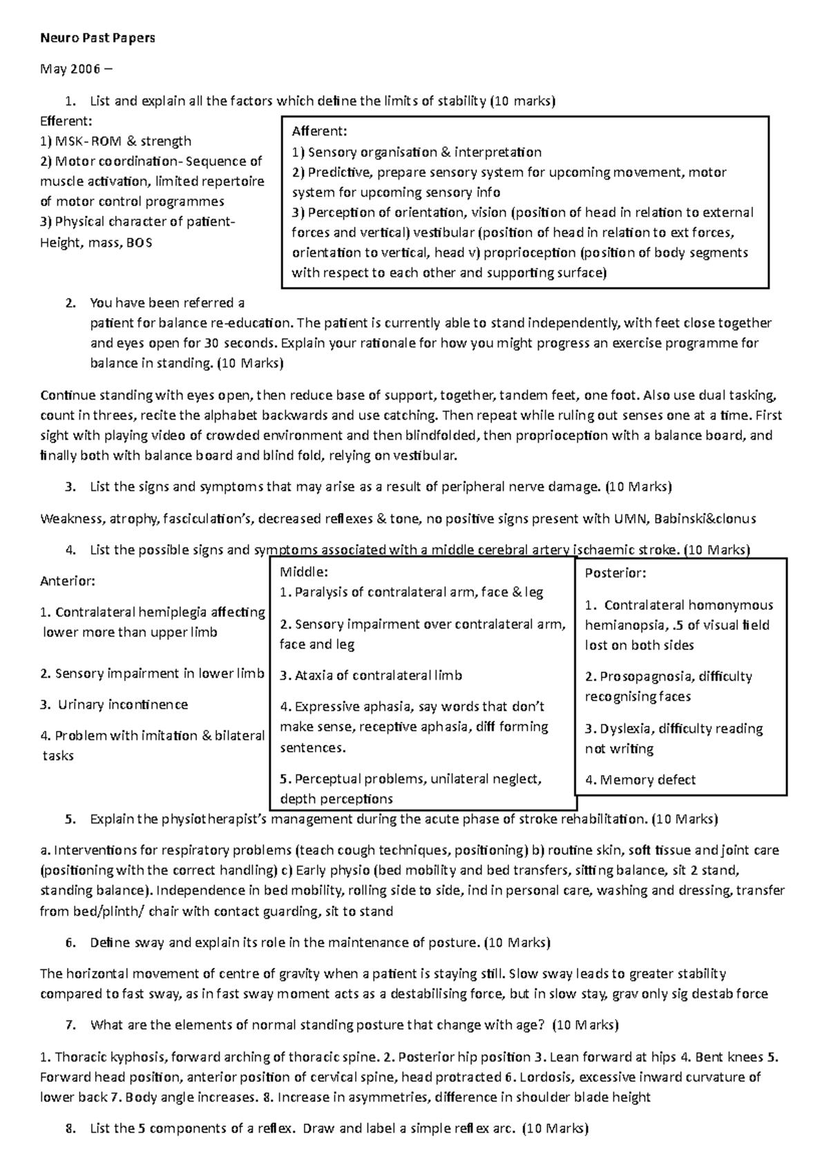 Sample/practice exam 2015, questions and answers - Neuro Past Papers ...