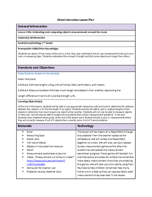 Task two Part I Lesson Planning revised - Direct Instruction Lesson ...