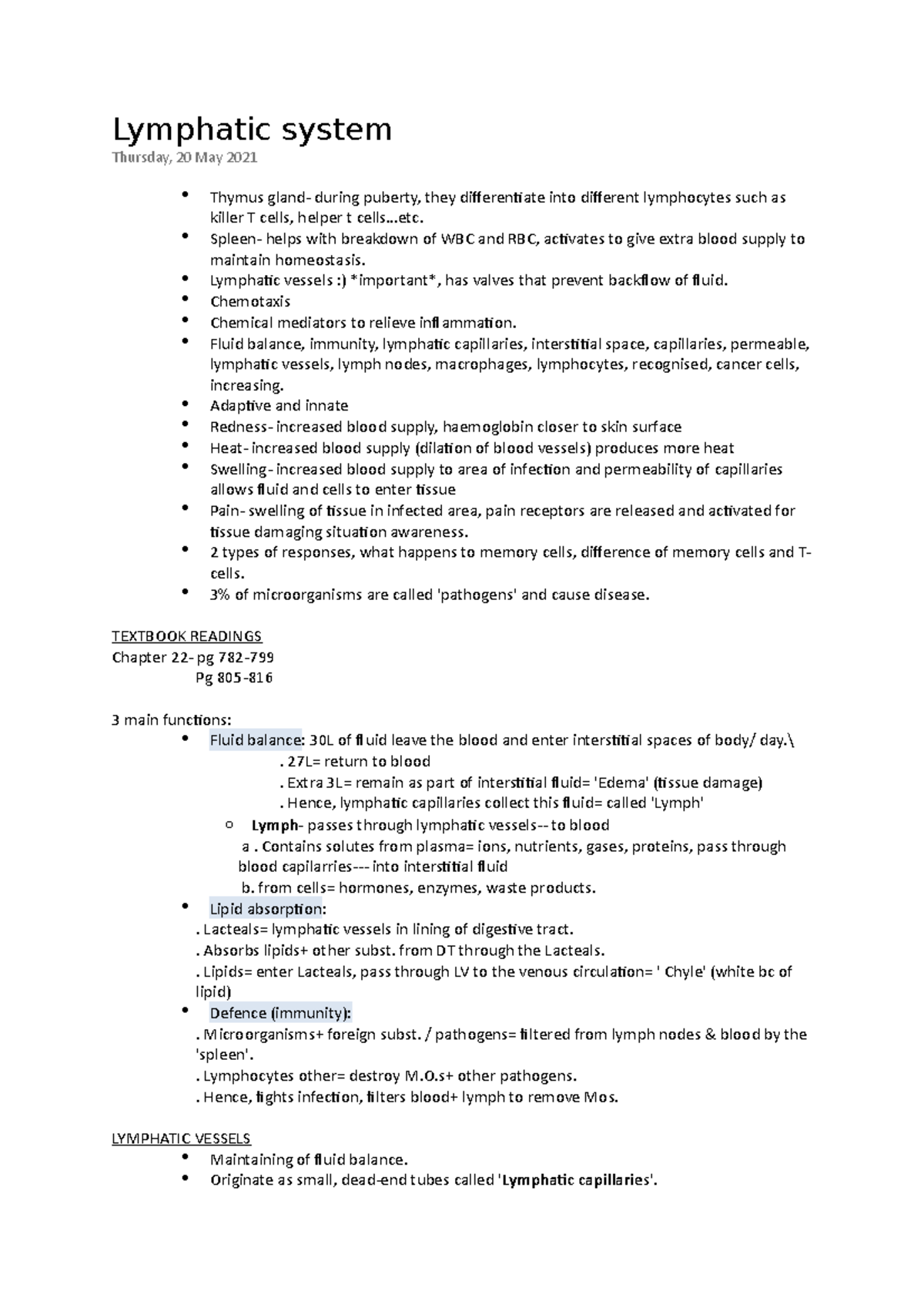 Compendium 10: Lymphatic system, defense against toxic pathogens ...