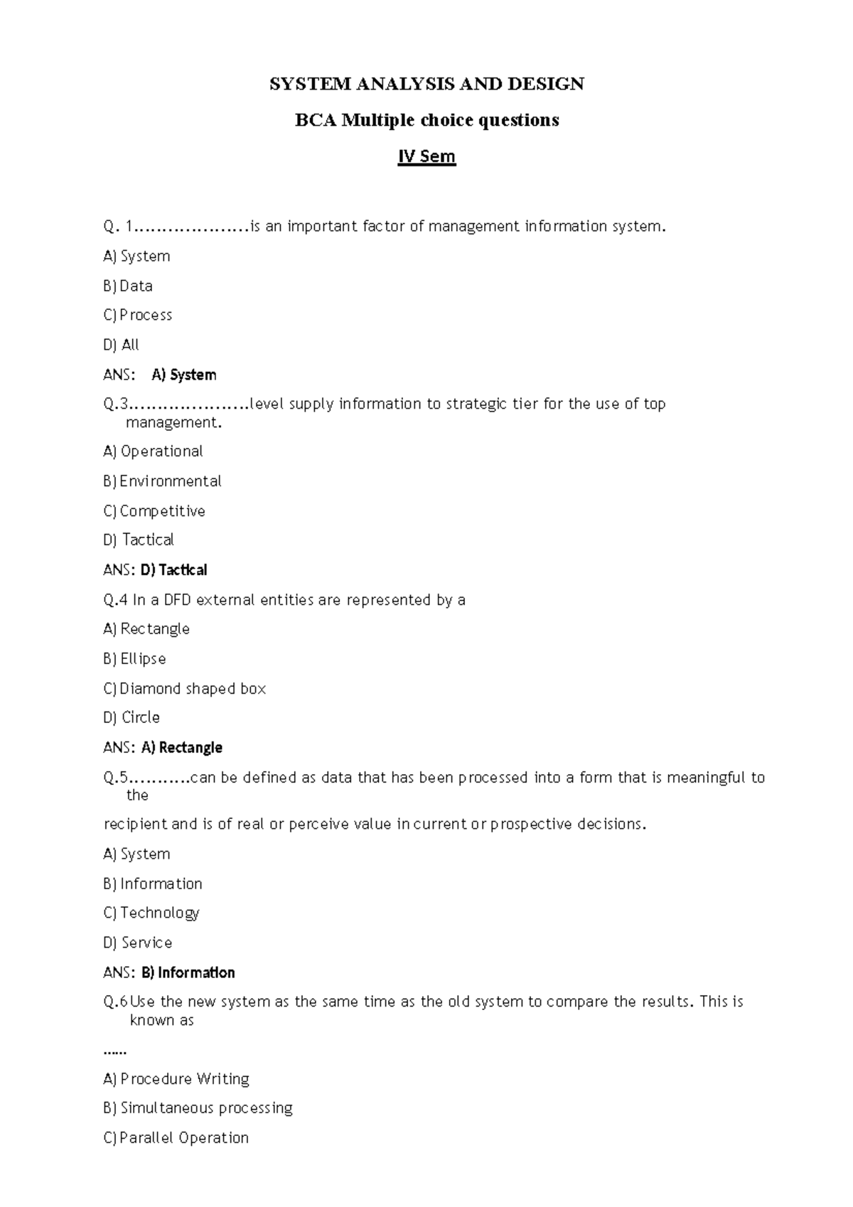 System Analysis AND Design BCA Multiple-converted - SYSTEM ANALYSIS AND ...