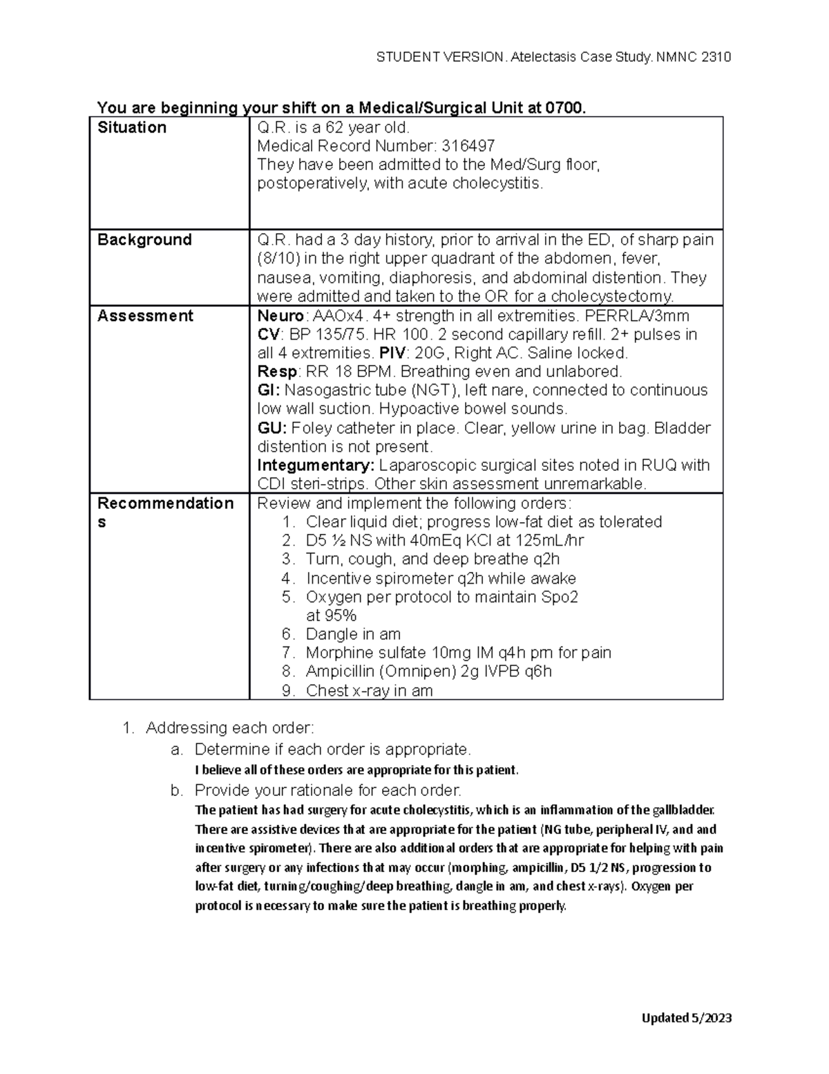 Su23 Update Atelectasis CS - STUDENT VERSION. Atelectasis Case Study ...