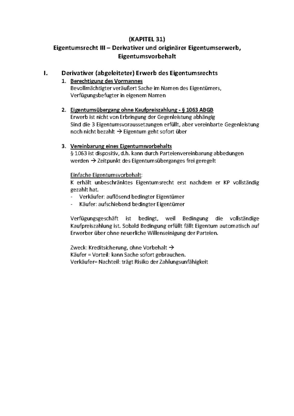 Kapitel 31 Bürgerliches Recht - (KAPITEL 31) Eigentumsrecht III ...