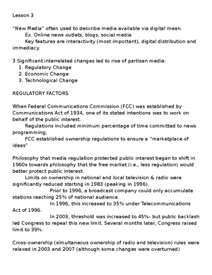 Lesson 1 Mass Media Democracy PLSC468 - Lesson 1: Intro- Mass Media and ...